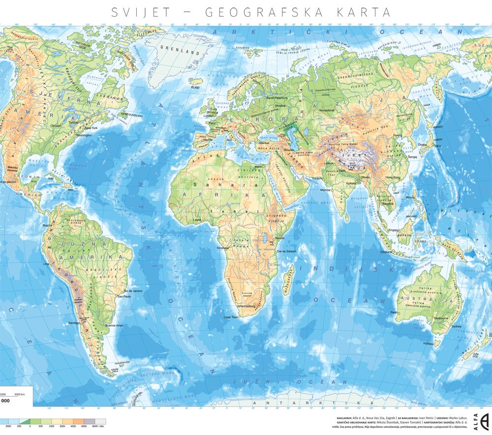 Geografska karta svijeta | ALFA - Stranicu ispred. | Alfa Kabinet